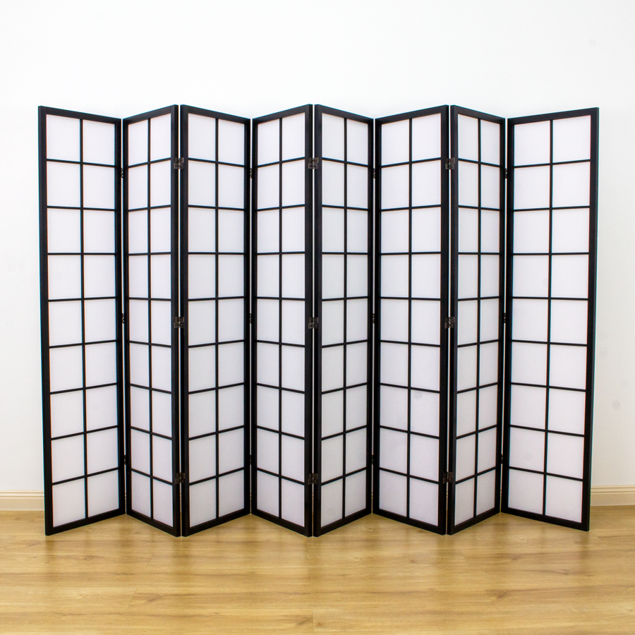 Zen Room Divider Screen Black 8 Panel – Home Storage & Living